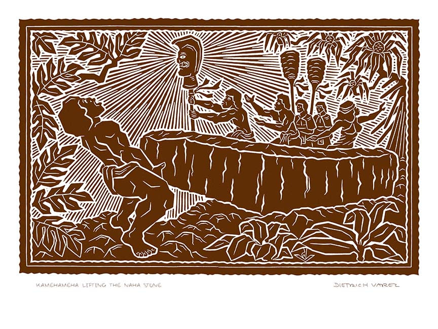 L106 Kamehameha Lifting the Naha Stone by Hawaiʻi Artist Dietrich Vare ...